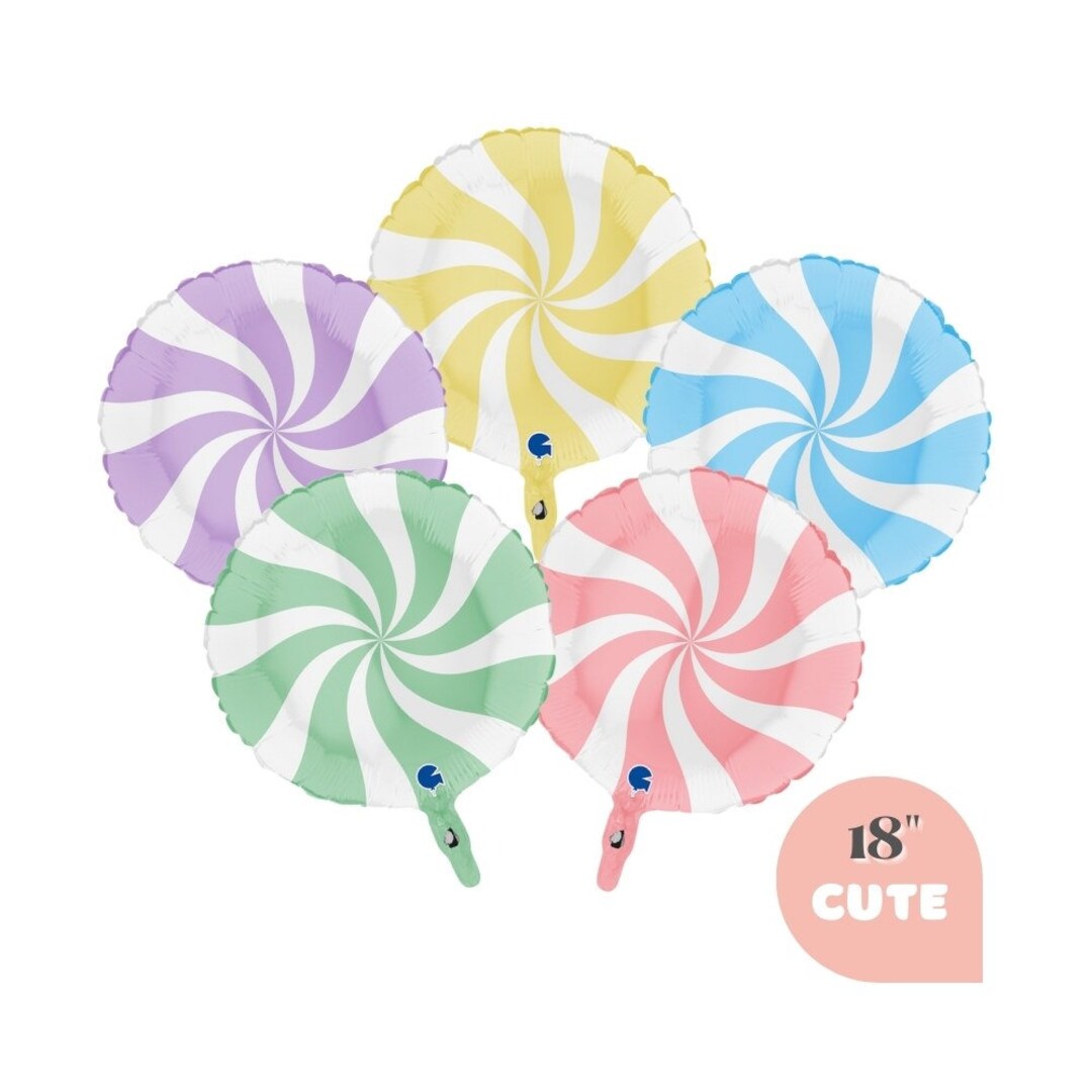 Pastel Peppermint Swirl Candy Foil Balloon 18", Pastel Christmas Party ...