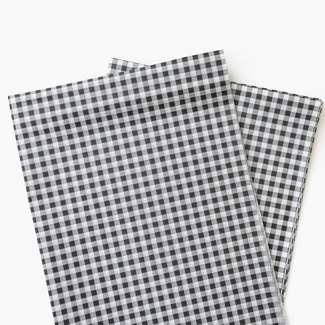 Black Gingham Tissue Paper, Black and White Checkered Pattern Paper ...
