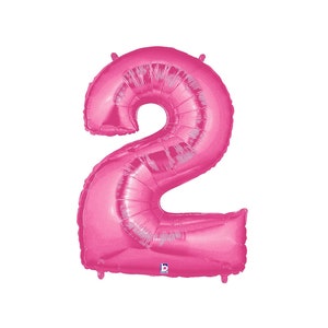 Jumbo Hot Pink Number 2 Balloon, Baby Girl Second Birthday, Pink ...