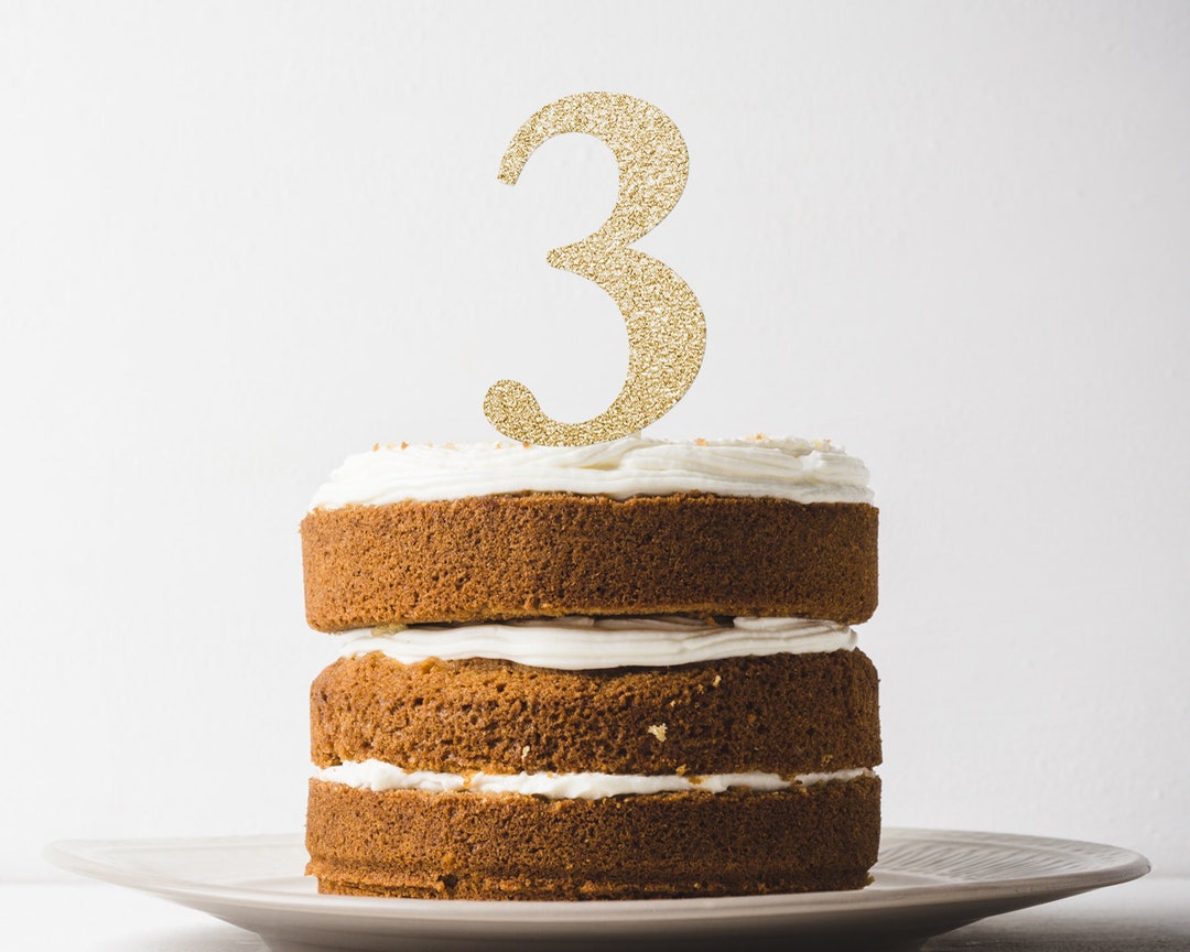 Number 3 Cake Topper Gold 3 Cake Topper 3rd Birthday Cake Topper Gold ...