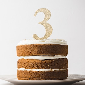 Number 3 Cake Topper | Gold 3 Cake Topper | 3rd Birthday Cake Topper ...
