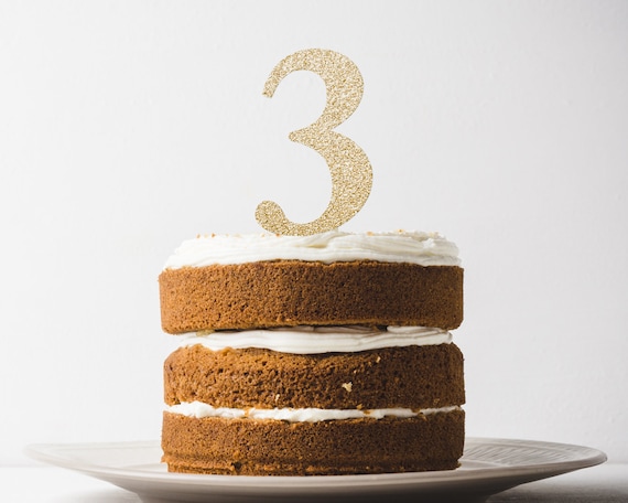 Number 3 Cake Topper Gold 3 Cake Topper 3rd Birthday Cake | Etsy