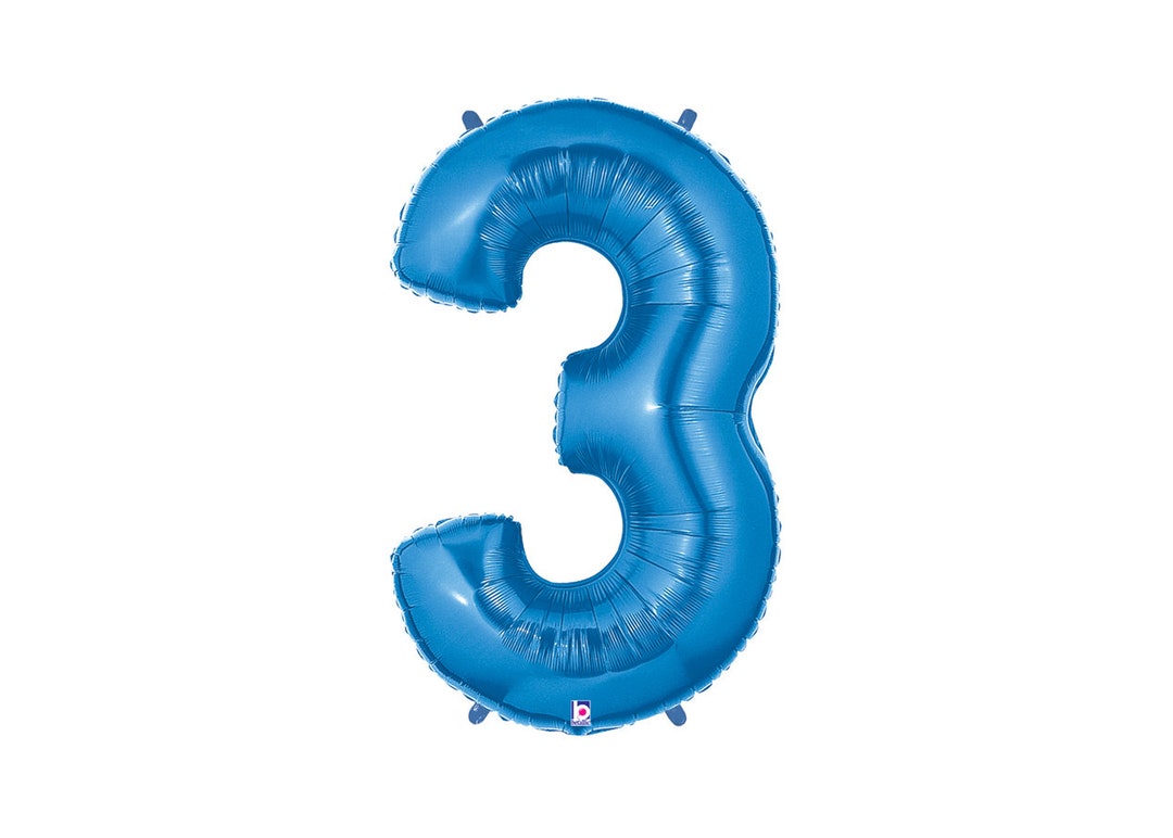 Jumbo Dark Blue Number 3 Balloon, Boy Third Birthday, Shark Party ...