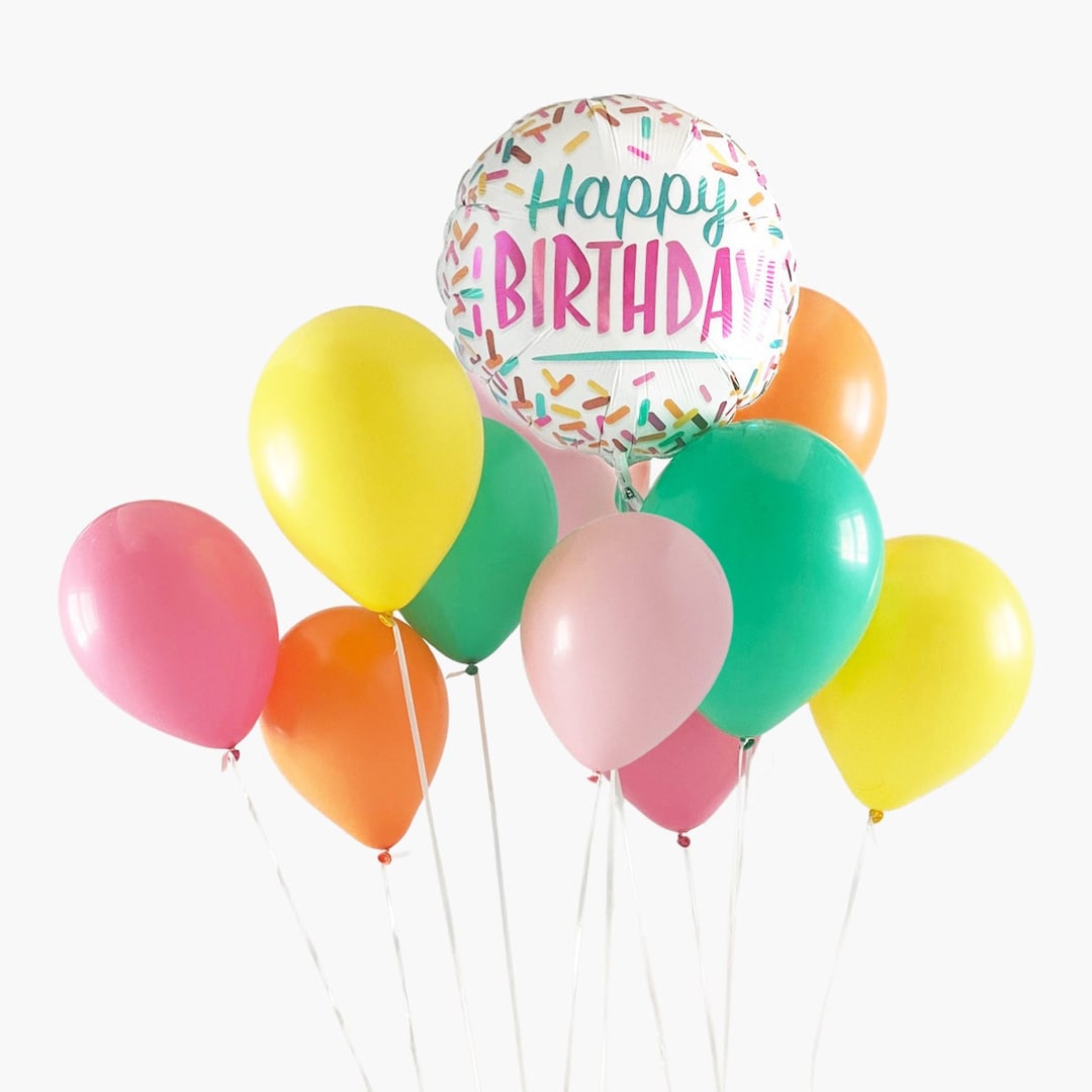 Cheerful Sprinkles Happy Birthday Balloon Bouquet, Colorful Balloon ...