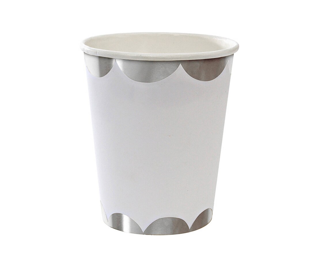 Silver Scallop Party Cups, Silver Party Cups, Party Paper Cup, Silver ...
