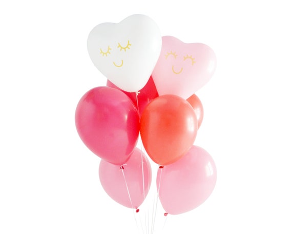 Cute Heart Faces Balloon Bouquet Valentine's Day Party | Etsy