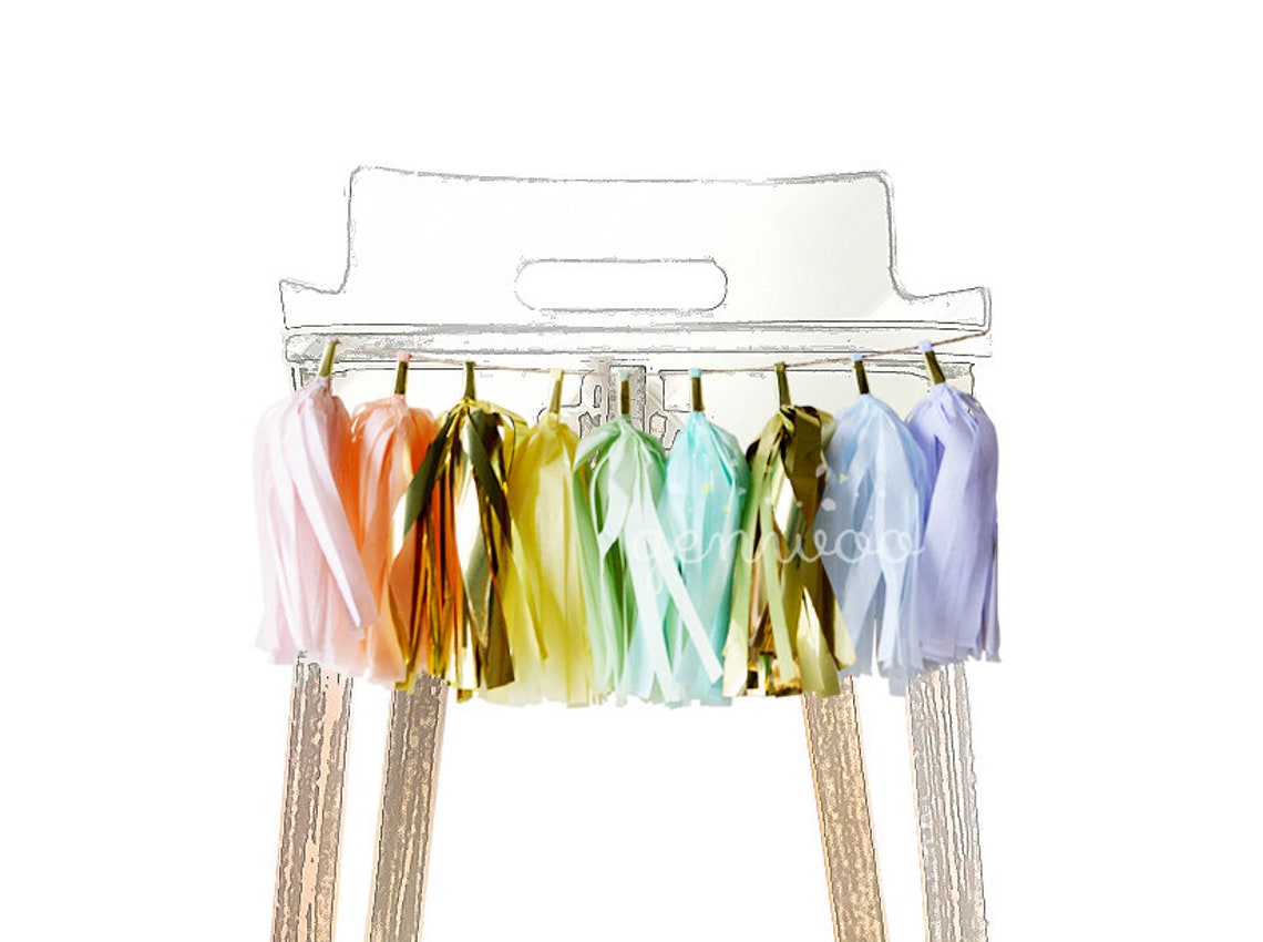 Pastel Rainbow High Chair Garland, High Chair Banner, First Birthday ...