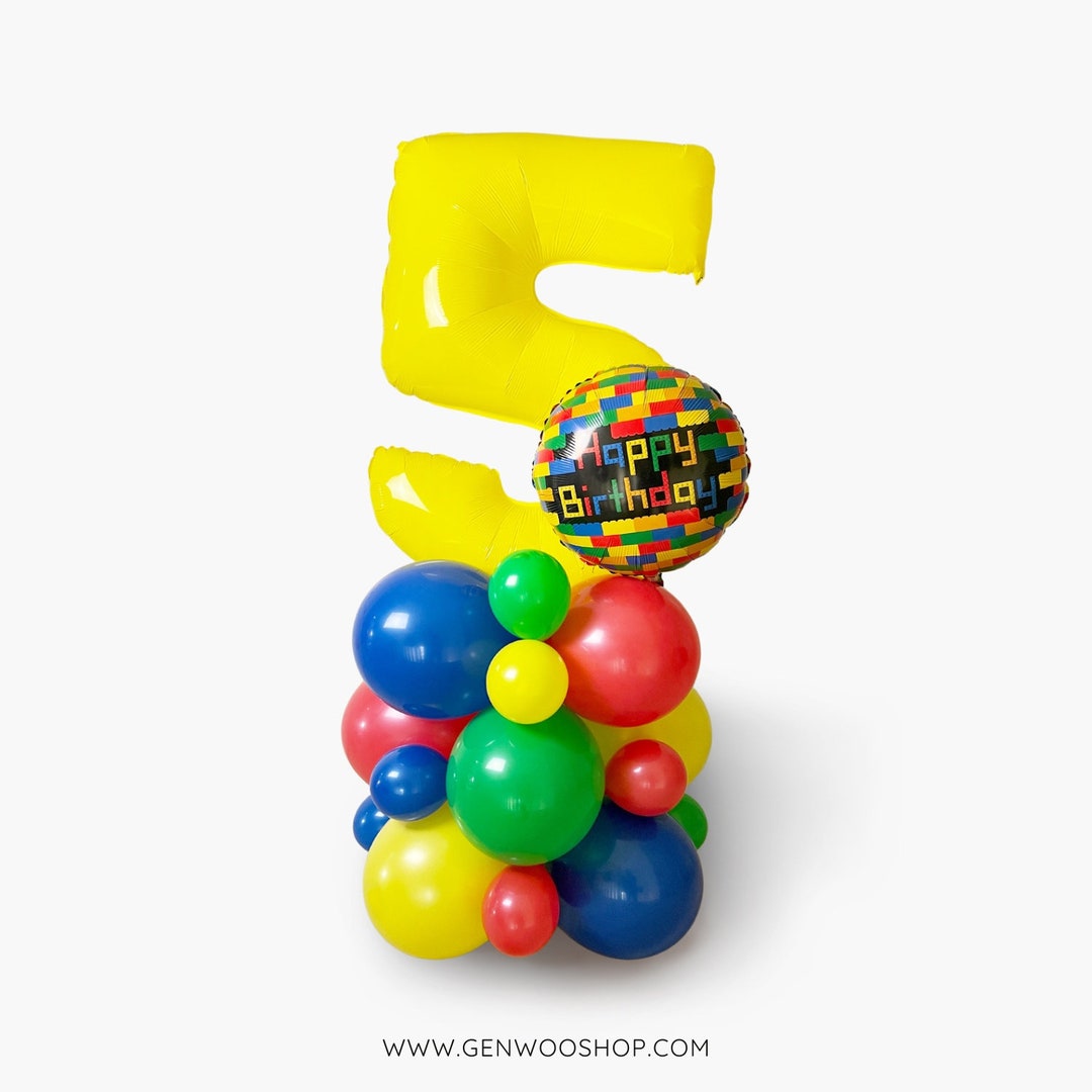 Building Blocks Number Balloon Tower - Boys Fifth Birthday Party ...
