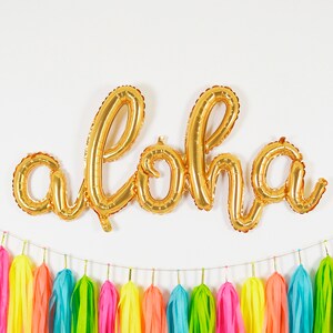 Aloha Script Balloon Gold, Aloha Party Decor, Hawaii Party, Hawaii ...