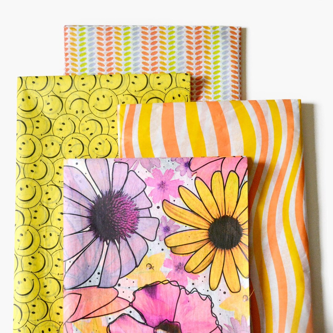 Groovy Tissue Paper Set, Groovy Hippie Gift Wrapping Paper, Yellow ...