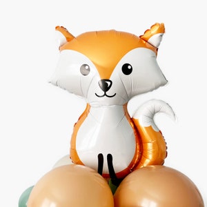 Woodland Fox Balloon Column - Woodland Animal Birthday Party Balloon ...