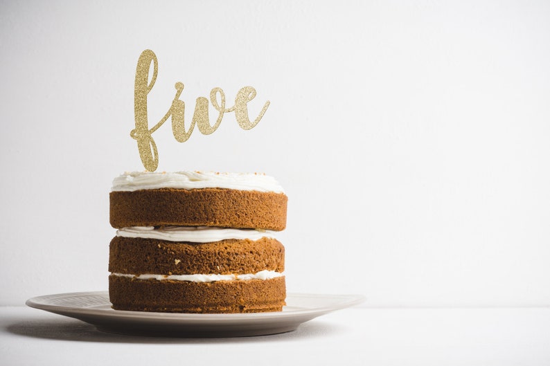 Five Cake Topper Glitter 5 Cake Topper Fifth Birthday Cake | Etsy