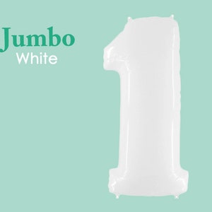 White Number 1 Balloon | 1st Birthday Balloon | Jumbo 1 Balloon | Huge ...
