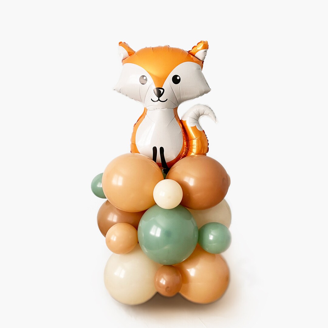 Woodland Fox Balloon Column - Woodland Animal Birthday Party Balloon ...