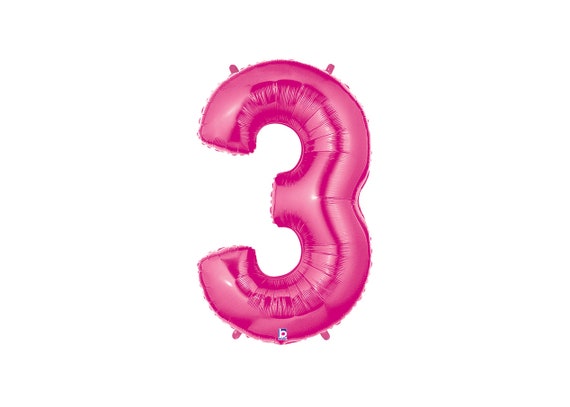 Jumbo Hot Pink Number 3 Balloon Girl Third Birthday Pink | Etsy