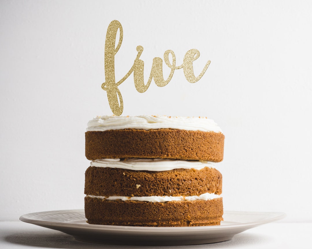Five Cake Topper | Glitter 5 Cake Topper | Fifth Birthday Cake Topper ...