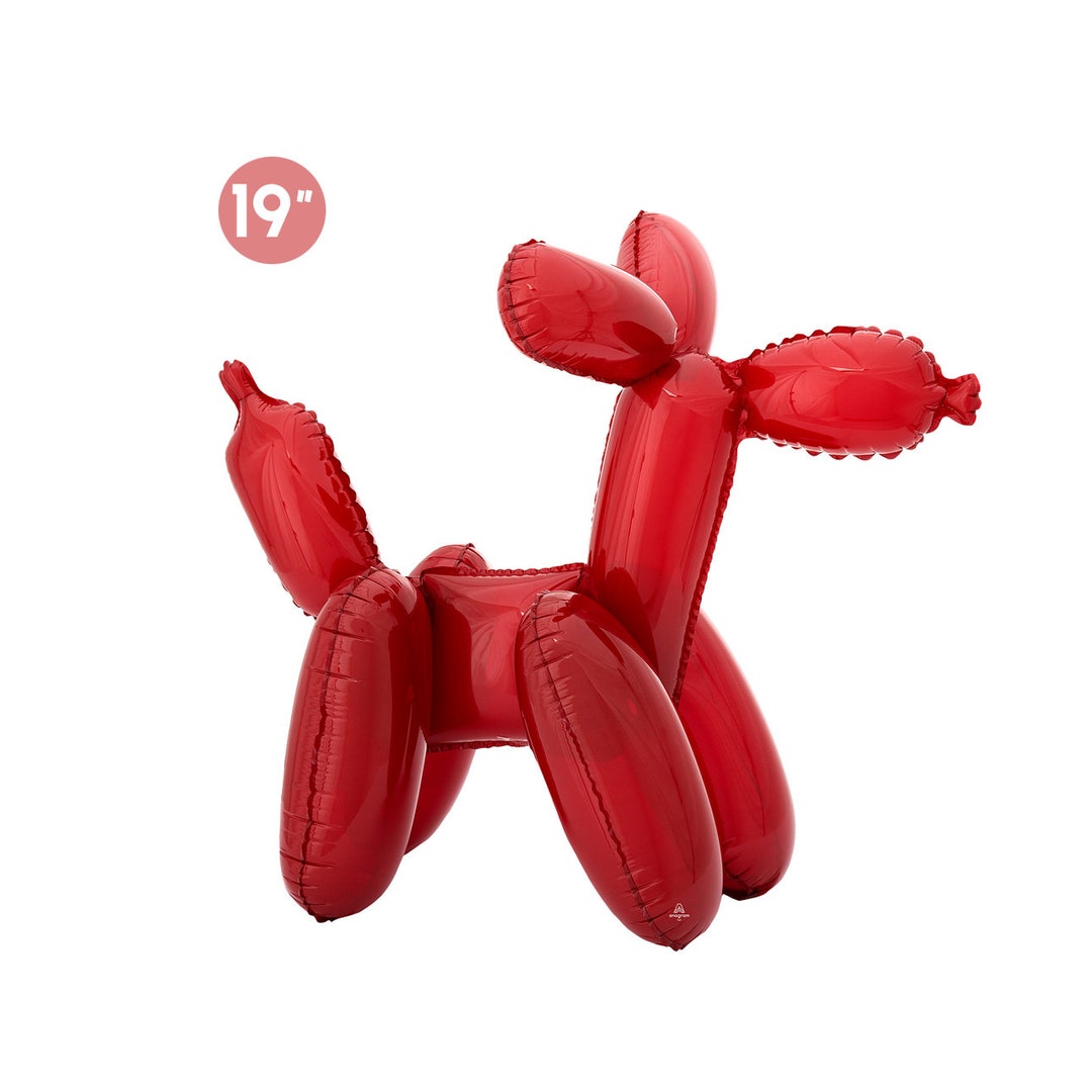 3D Red Dog Foil Balloon 19" Air-filled Only, Modern Dog Balloon Party ...