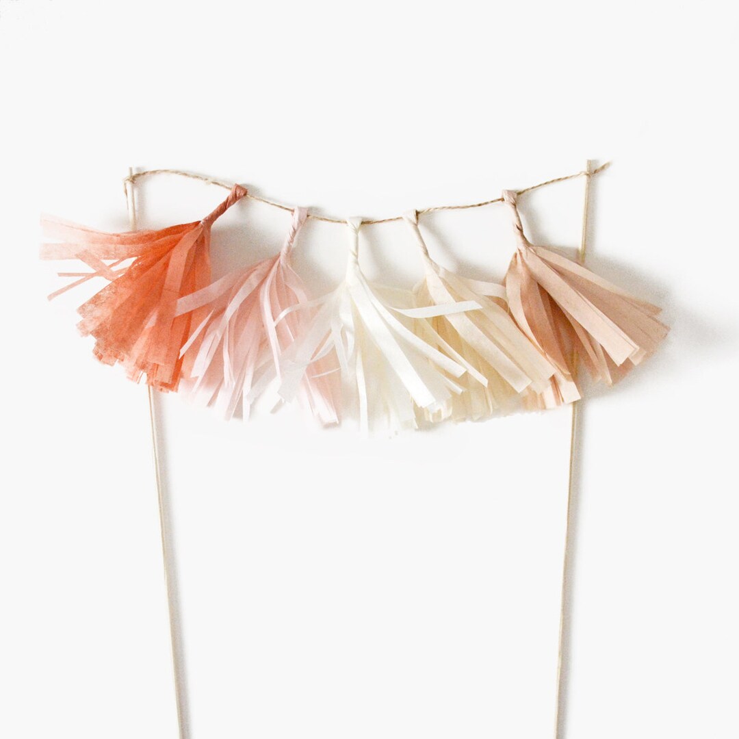 Boho Terracotta Tassel Cake Topper, Bohemian Ombre Bridal Shower Cake ...