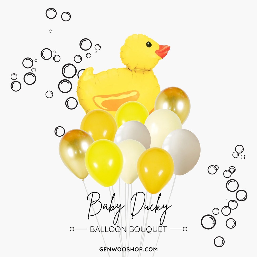 Baby Ducky Balloon Bouquet - Baby Shower Decorations - Bubble Bath ...
