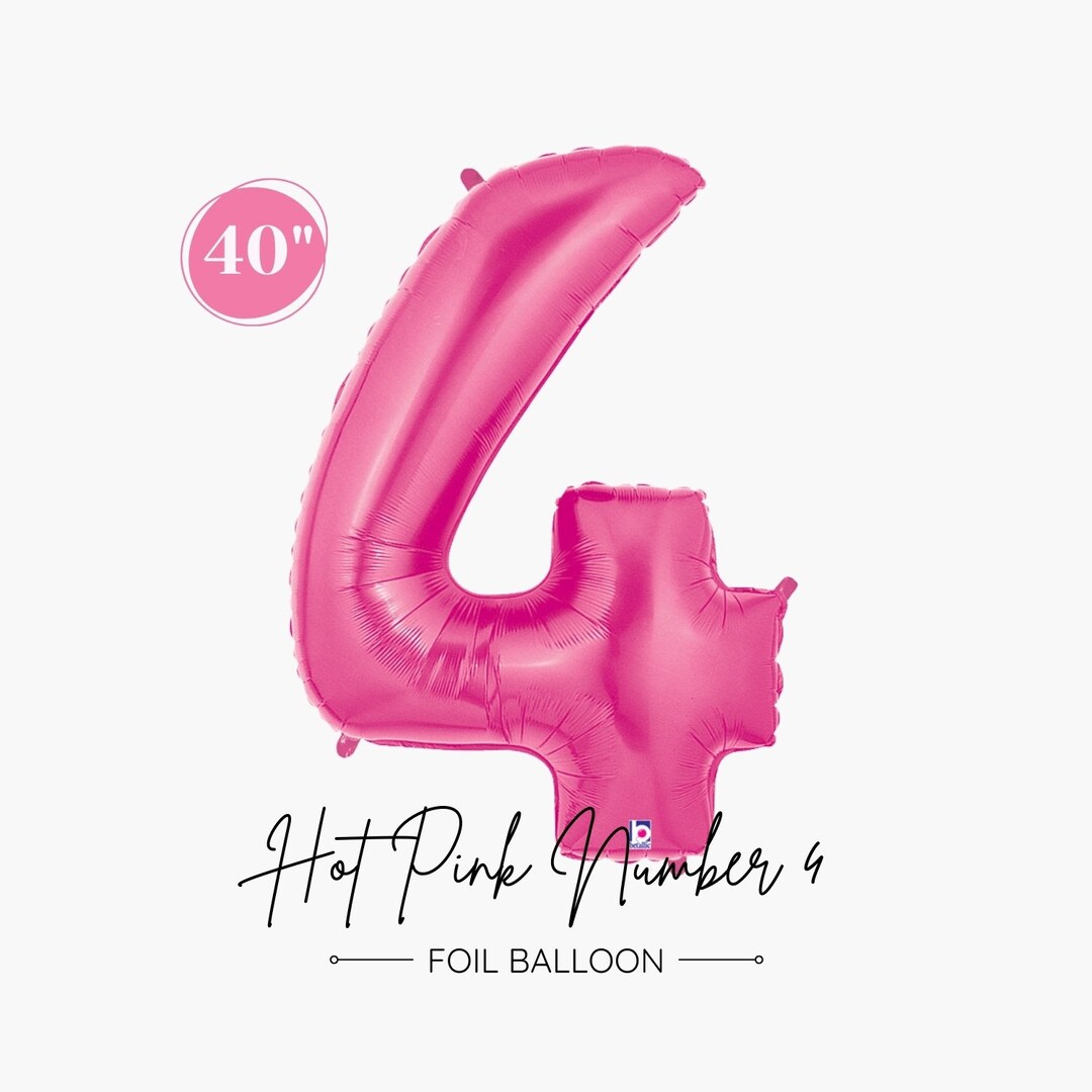 Jumbo Hot Pink Number 4 Balloon, Girl 4th Birthday, Pink Birthday ...