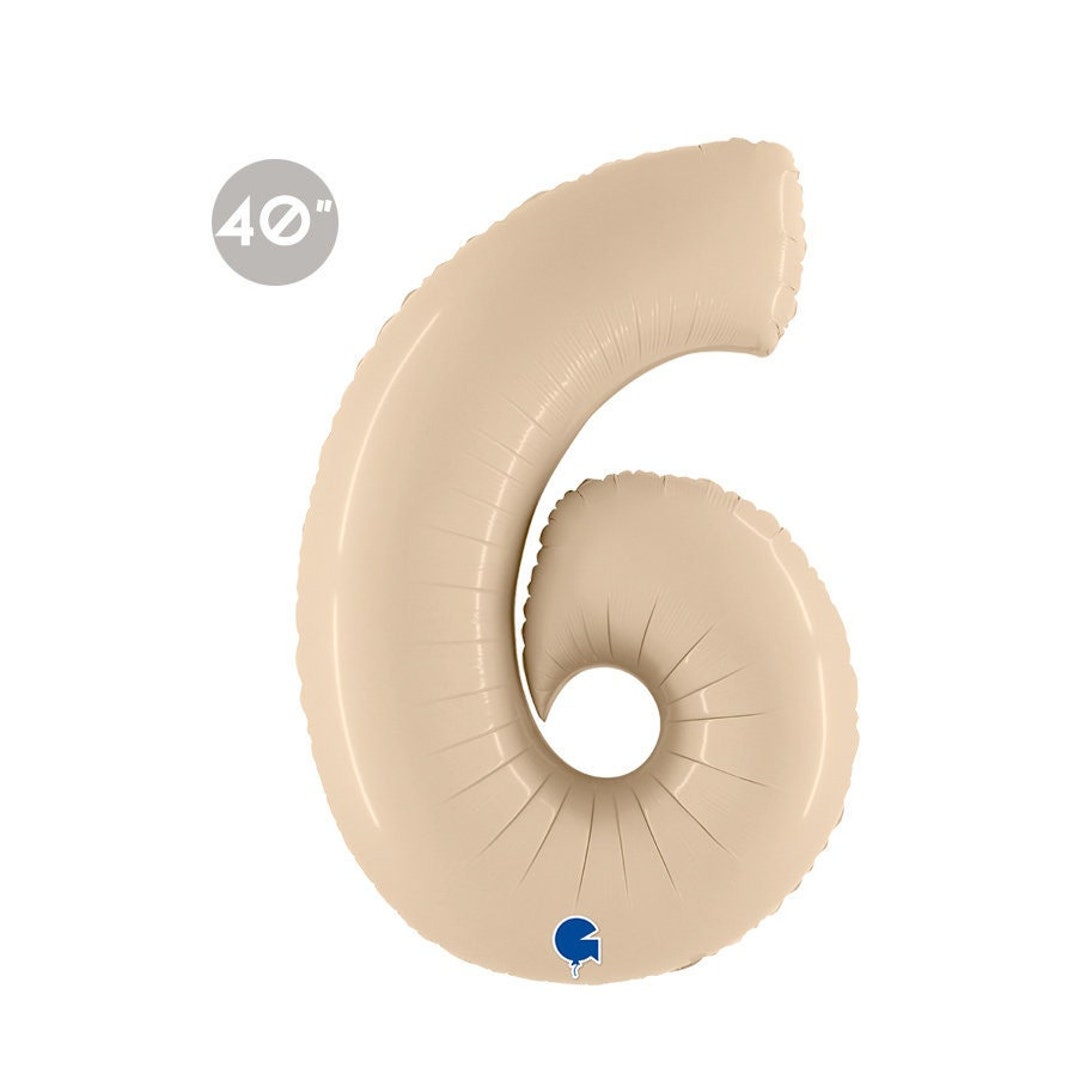 Jumbo Cream Number 6 Balloon 40", Boho 6th Birthday Balloon, Bohemian ...