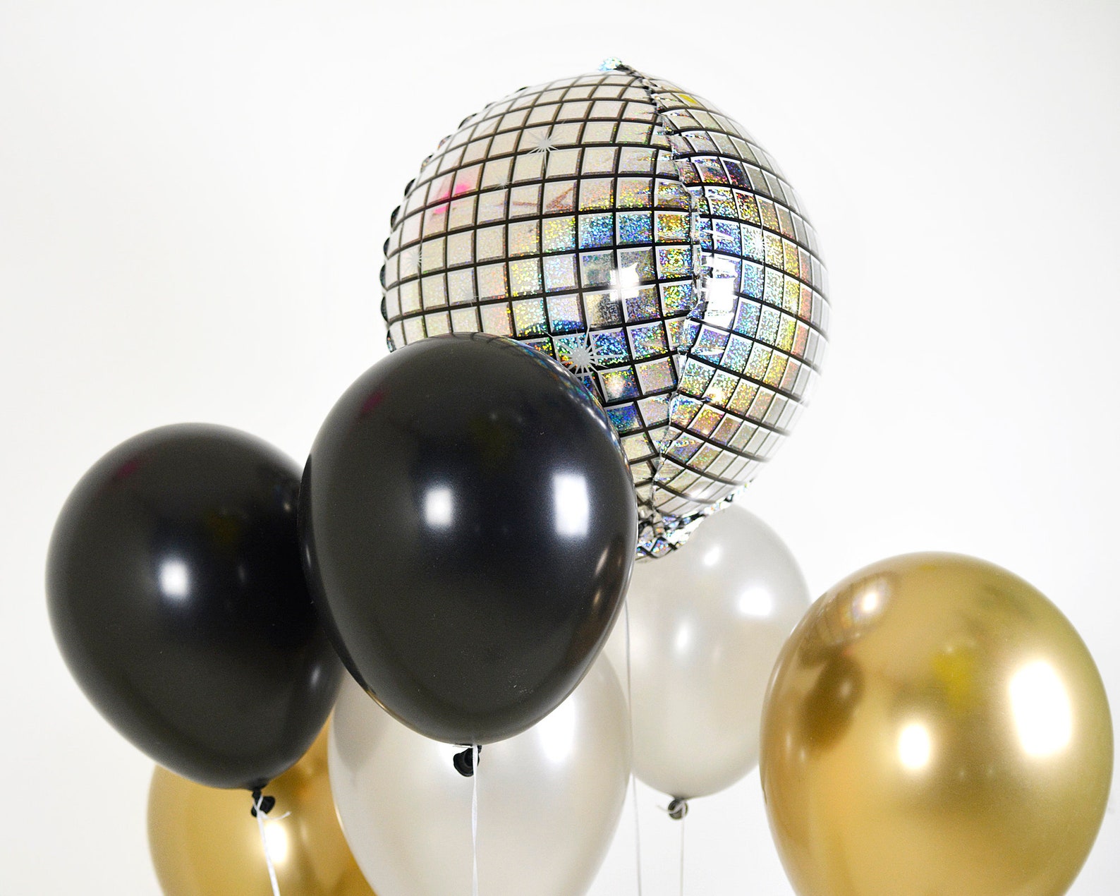 Disco Ball Balloon Bouquet, 80s Party Decor, Black Gold Party, Bachelor ...
