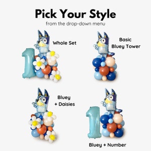 Bluey Daisy Balloon Tower With Baby Blue Number Balloon - Cartoon Blue ...