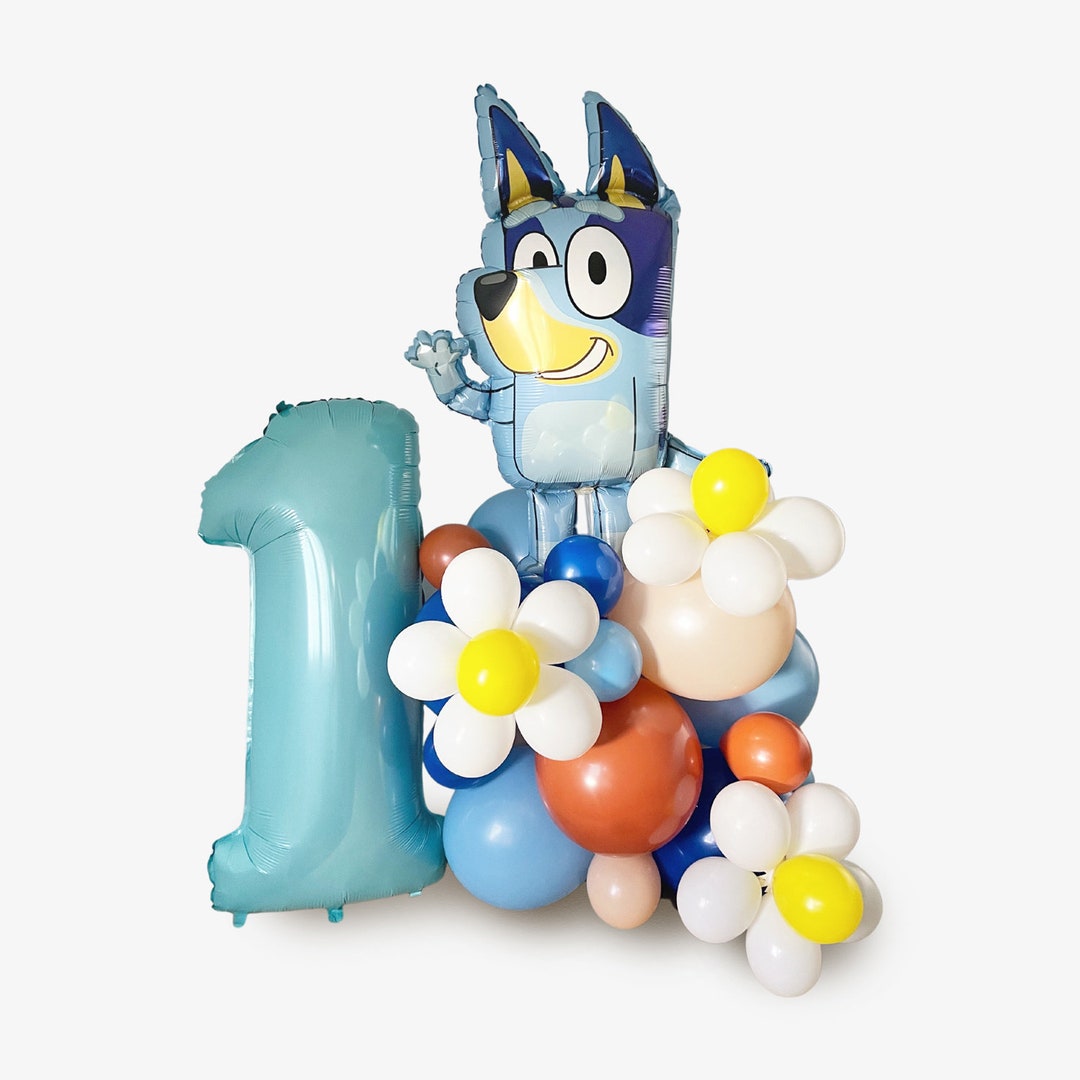 Bluey Daisy Balloon Tower With Baby Blue Number Balloon - Cartoon Blue ...