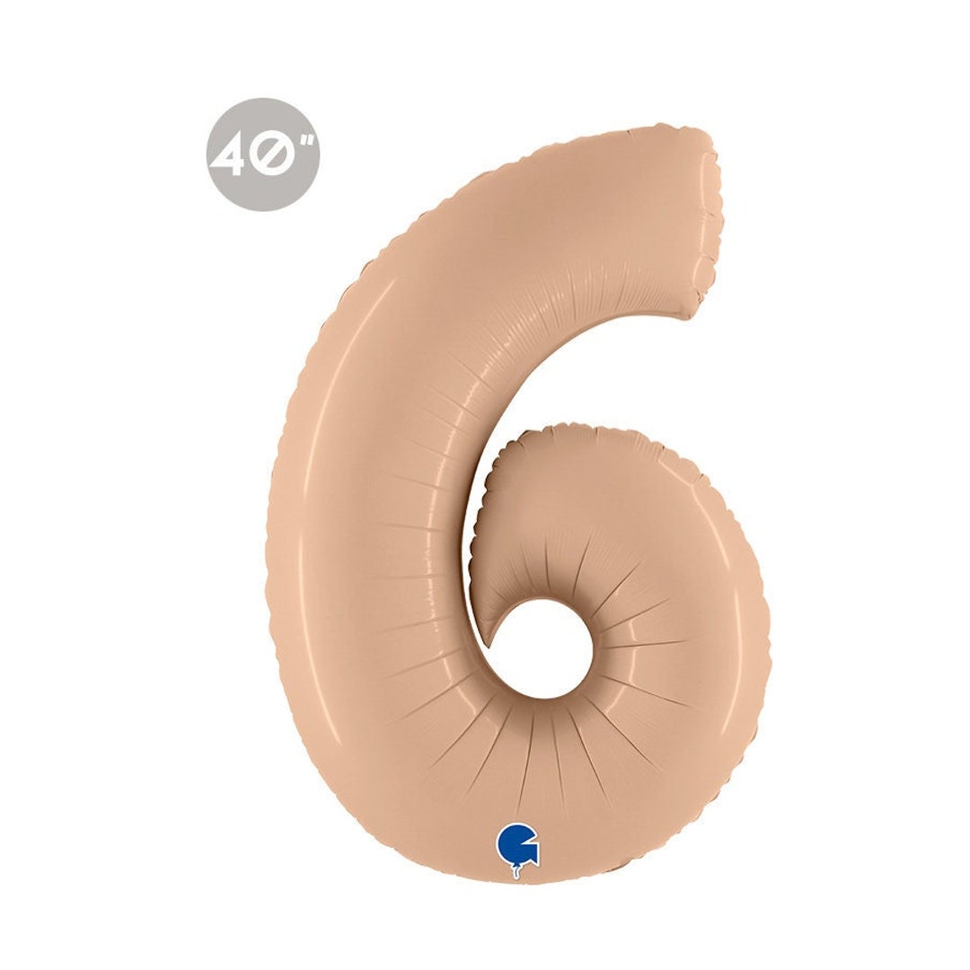 Jumbo Nude Number 6 Balloon 40 Boho 6th Birthday Balloon Bohemian