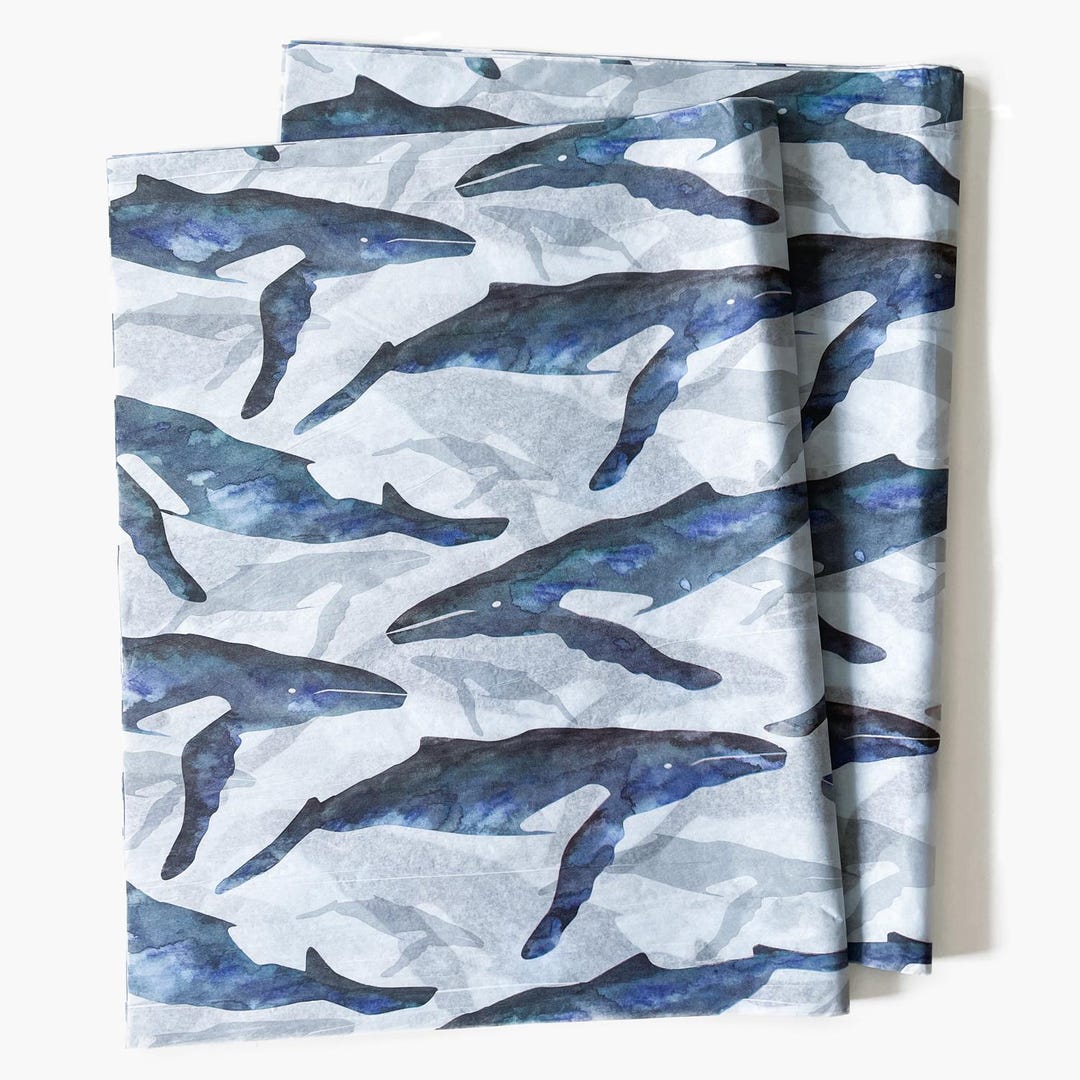 Blue Whale Tissue Paper, Ocean Animal Pattern, Aquarium Gift Wrapping ...