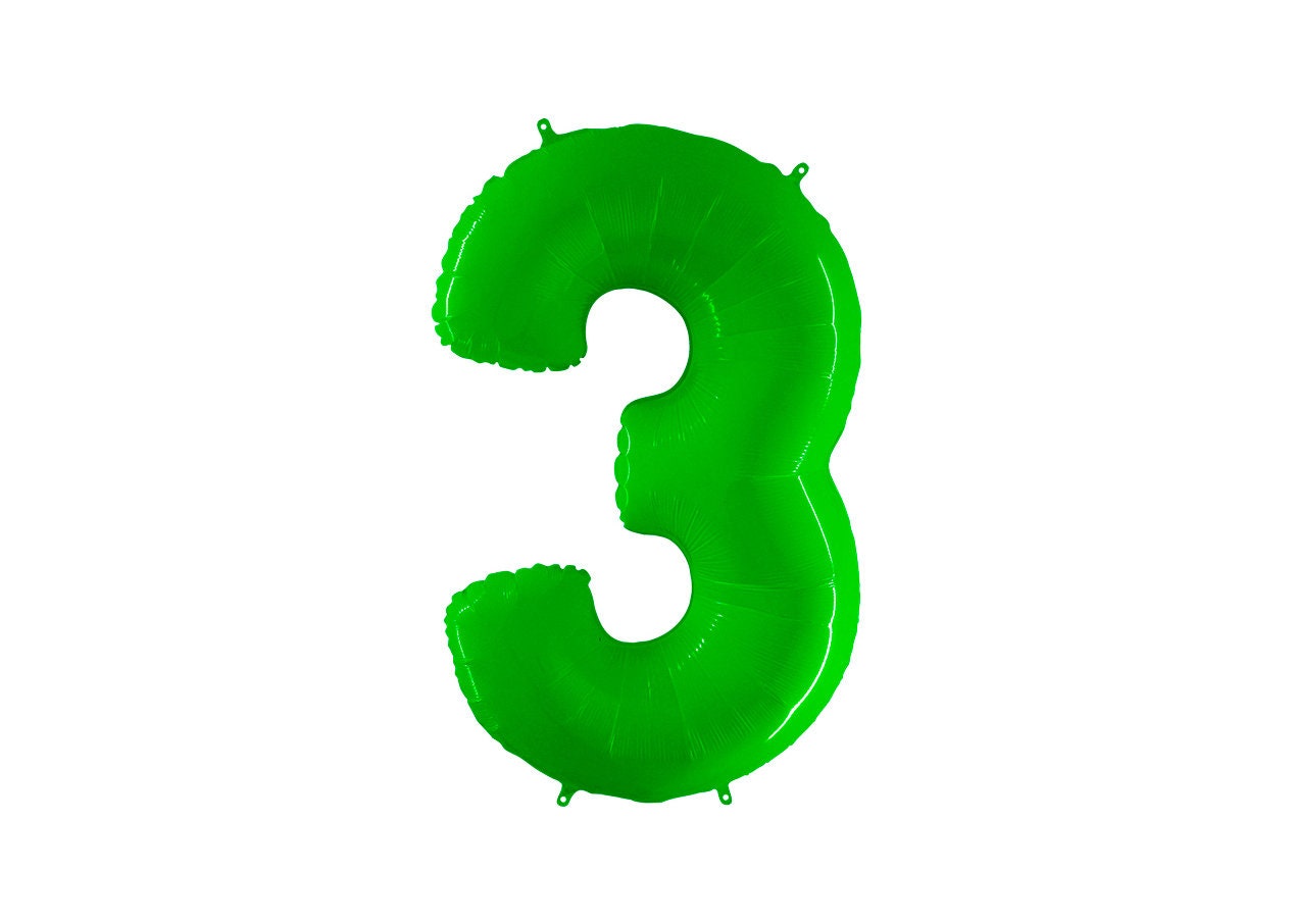 40" Jumbo Neon Green Number 3 Balloon, Jungle Party, Third Birthday ...