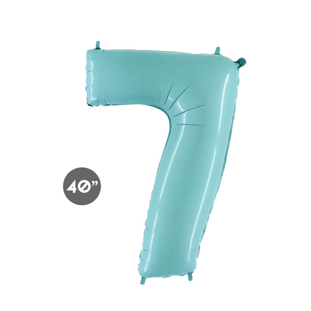 40" Jumbo Blue Number 7 Balloon, Baby Blue Number Seven Balloon, Boy ...