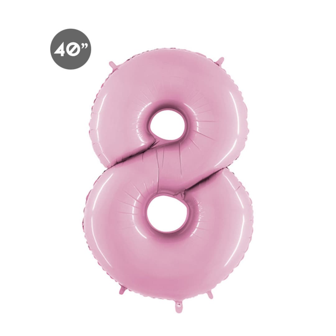 40" Jumbo Pink Number 8 Balloon, Baby Pink Number Eighth Balloon, Girl ...