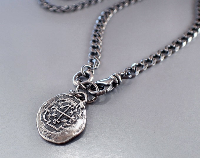 Mens Coin Sterling Silver Necklace, Ancient Medallion, Mens, Unisex ...