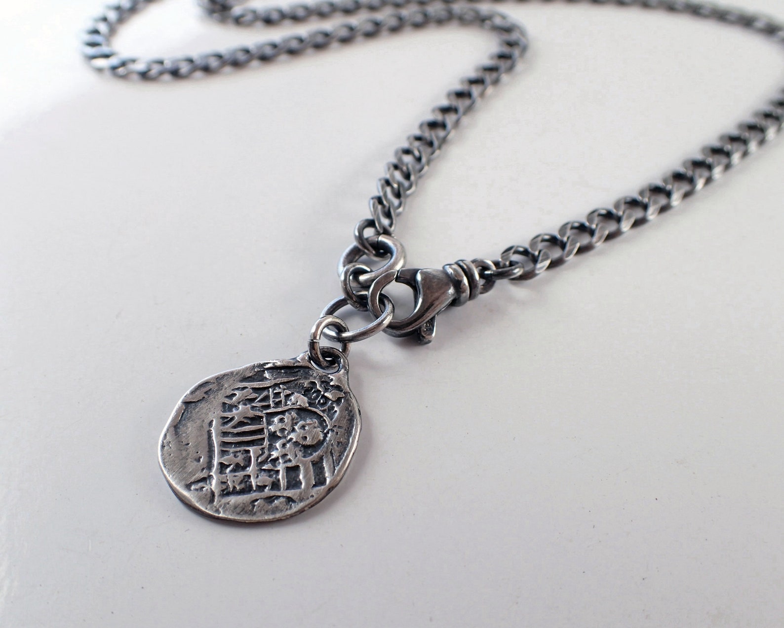 Mens Coin Sterling Silver Necklace Ancient Medallion Mens | Etsy