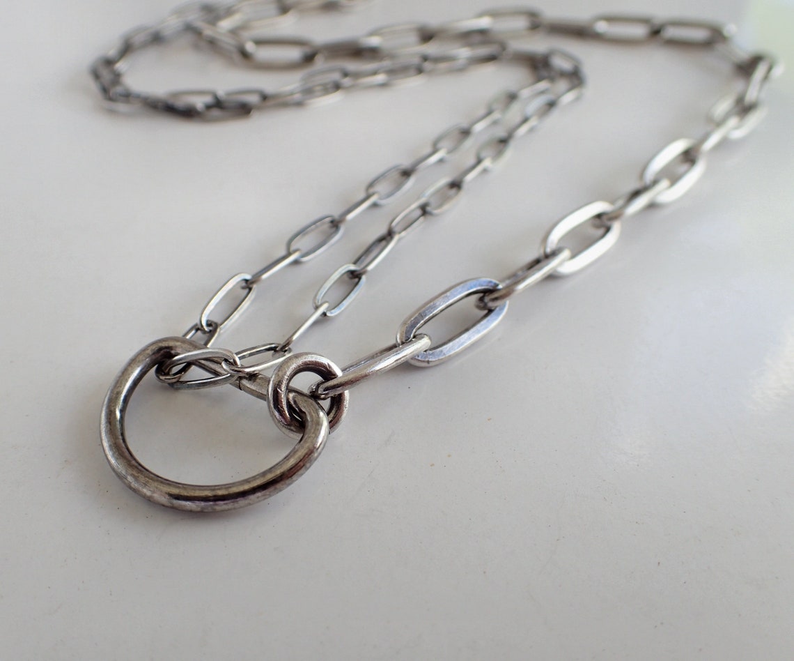 Mens Two Chain Sterling Silver Necklace D-ring Minimalist - Etsy