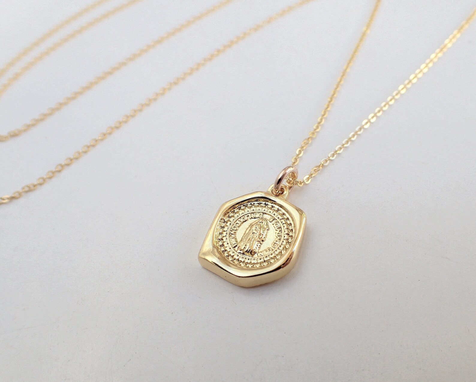 Virgin Mary Gold Necklace Our Lady of Guadalupe Delicate | Etsy