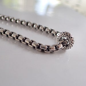 Rounded Box Sterling Silver Chain, Loop, Unisex, Oxidized, Masculine - Etsy