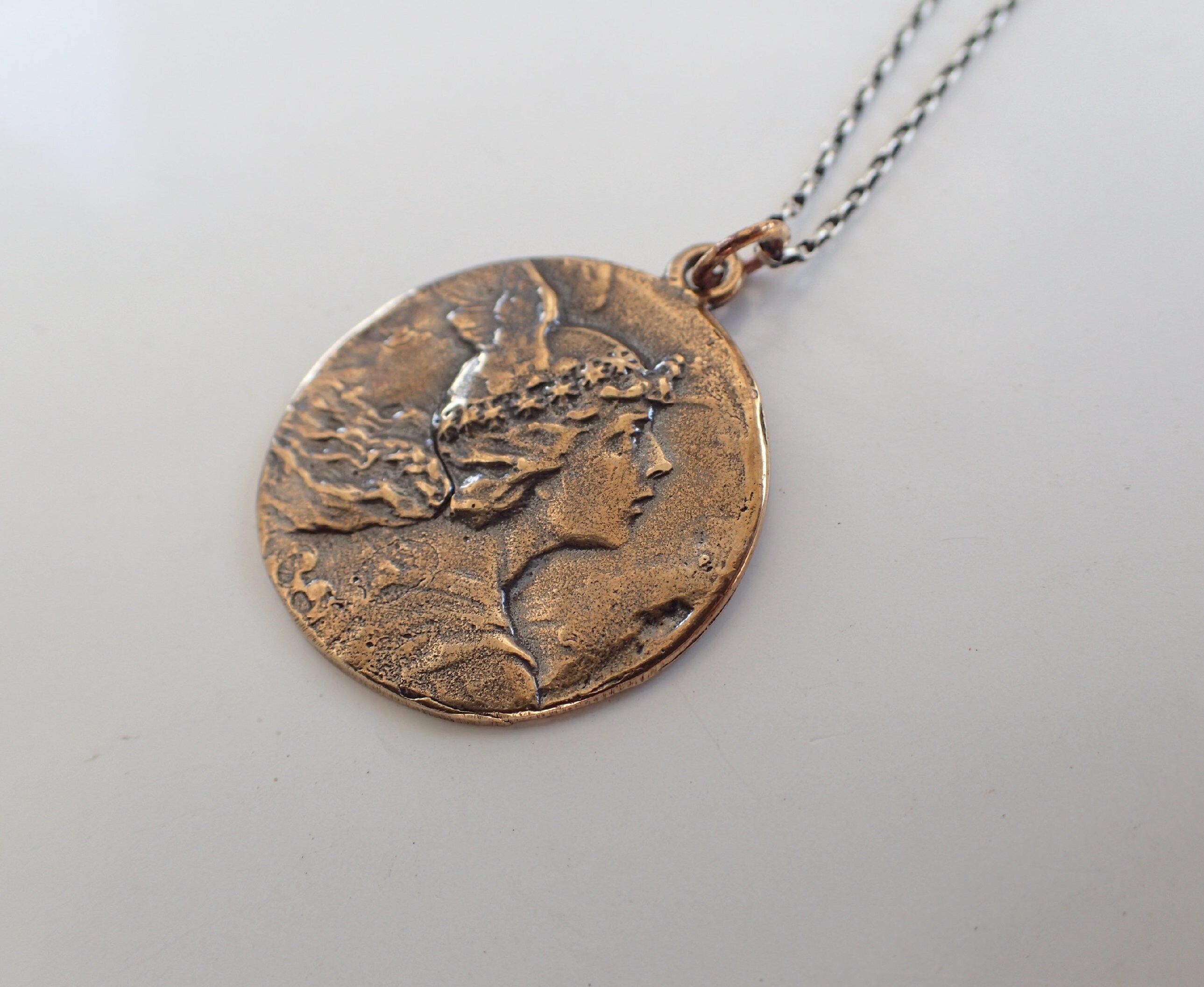 Valkyrie Female Warrior Mixed Metal Necklace Round Medallion | Etsy