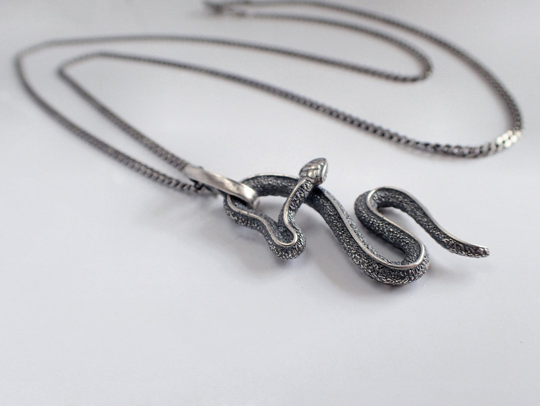 Snake Sterling Silver Necklace, Serpent, Coiling, Men’s, Unisex - Etsy