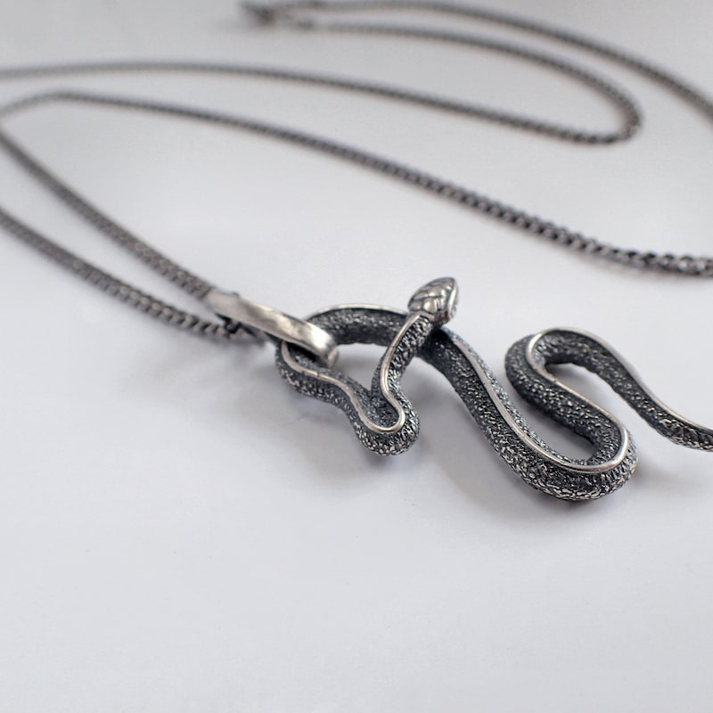 Snake Necklace Silver Men - Etsy