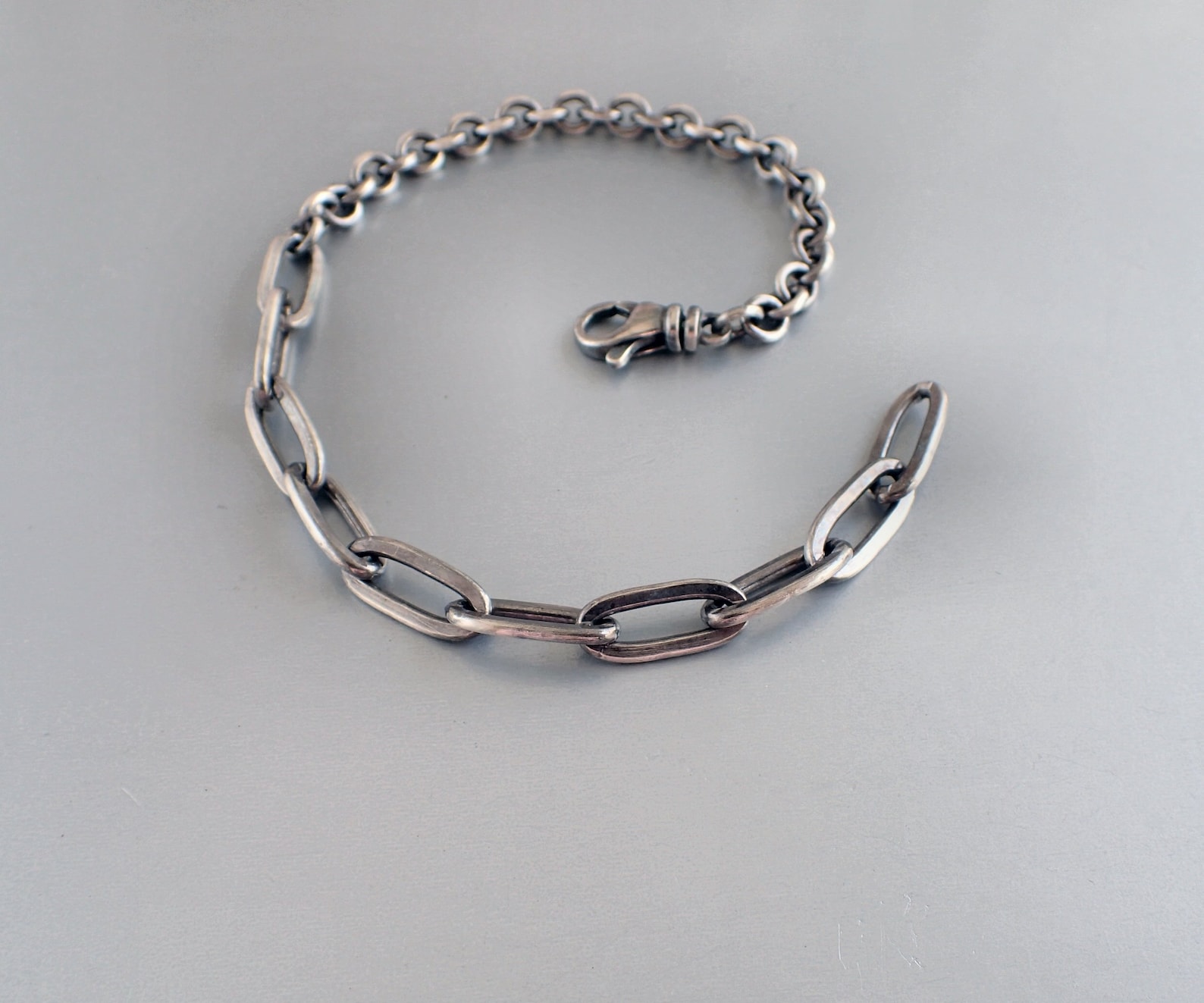 Men’s Two Chain Sterling Silver Bracelet, Medium Heavy, Unisex ...