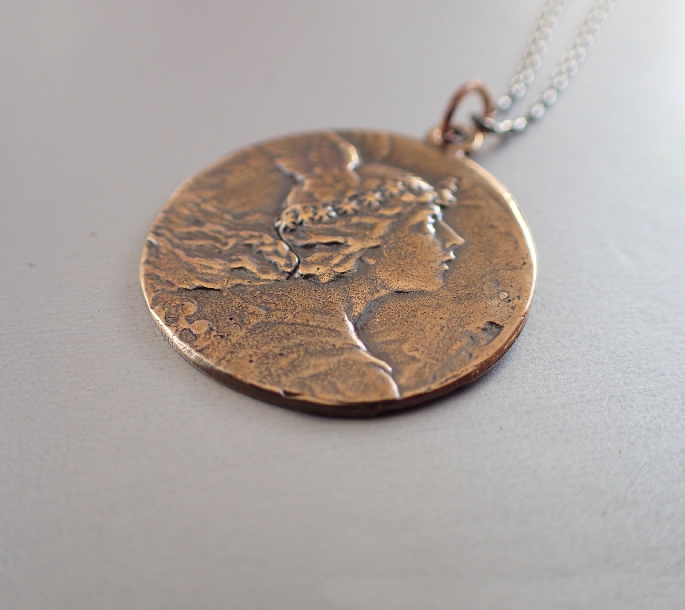 Valkyrie Female Warrior Mixed Metal Necklace Round Medallion | Etsy