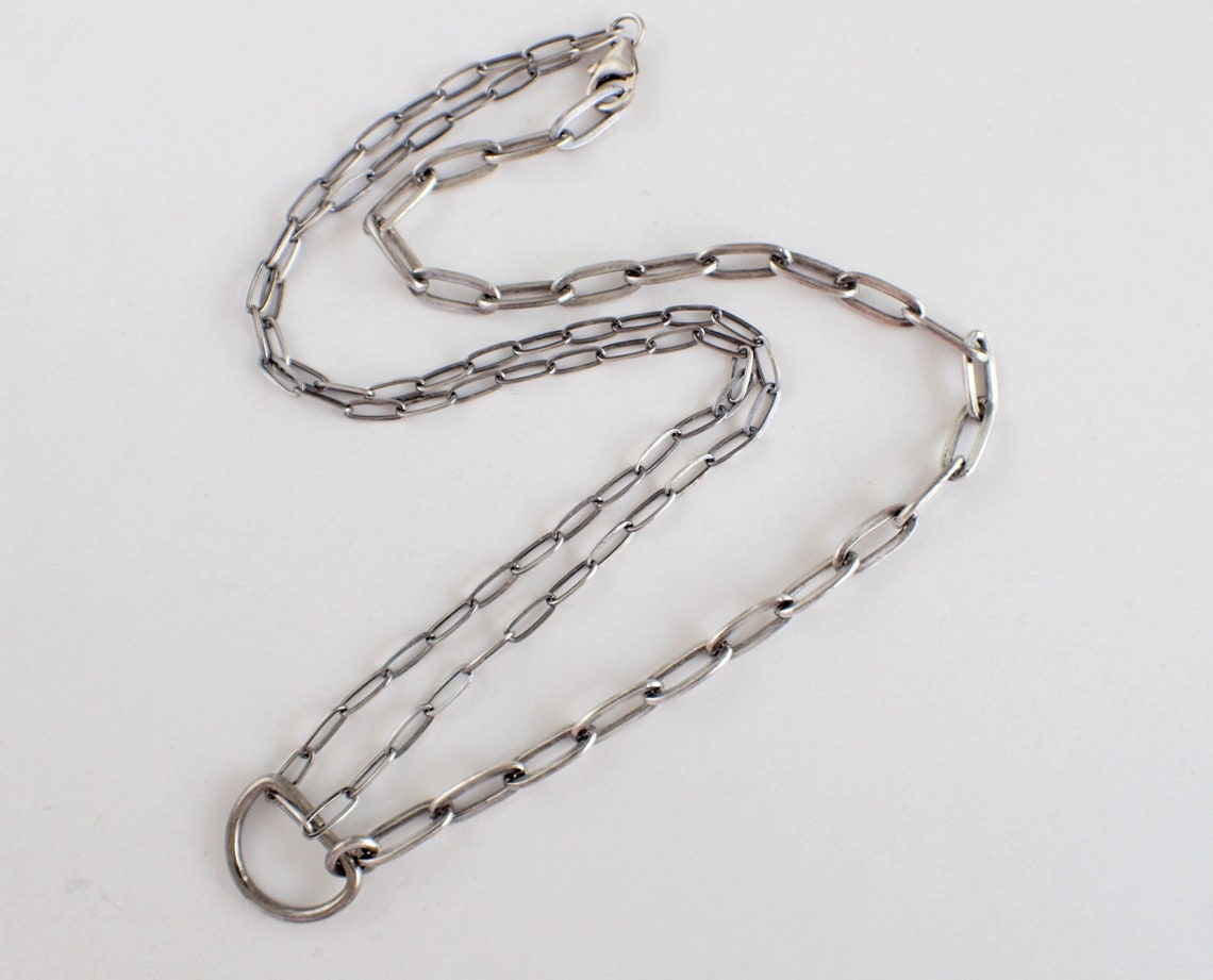 Mens Two Chain Sterling Silver Necklace D-ring Minimalist - Etsy