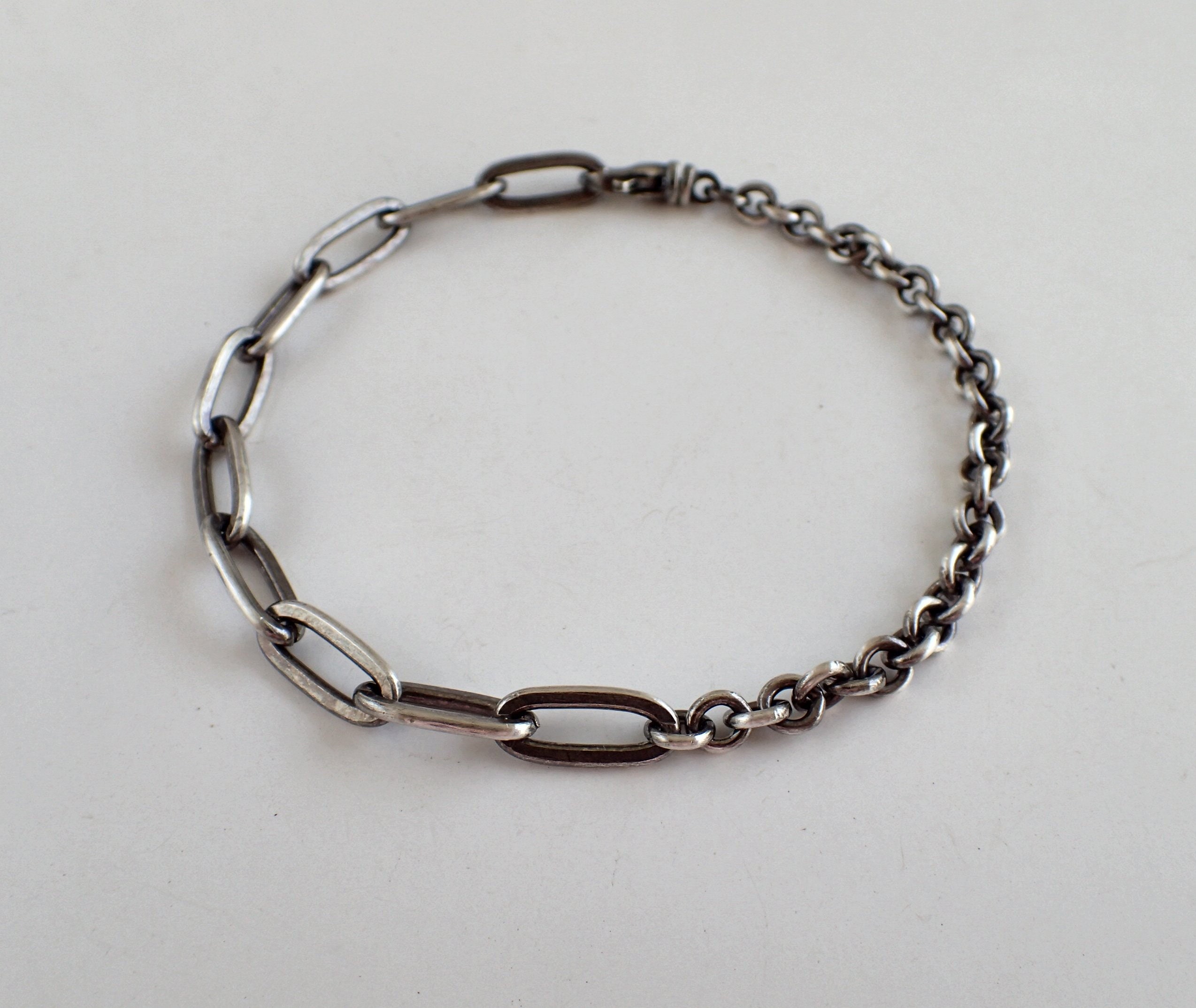Men’s Two Chain Sterling Silver Bracelet, Medium Heavy, Unisex ...