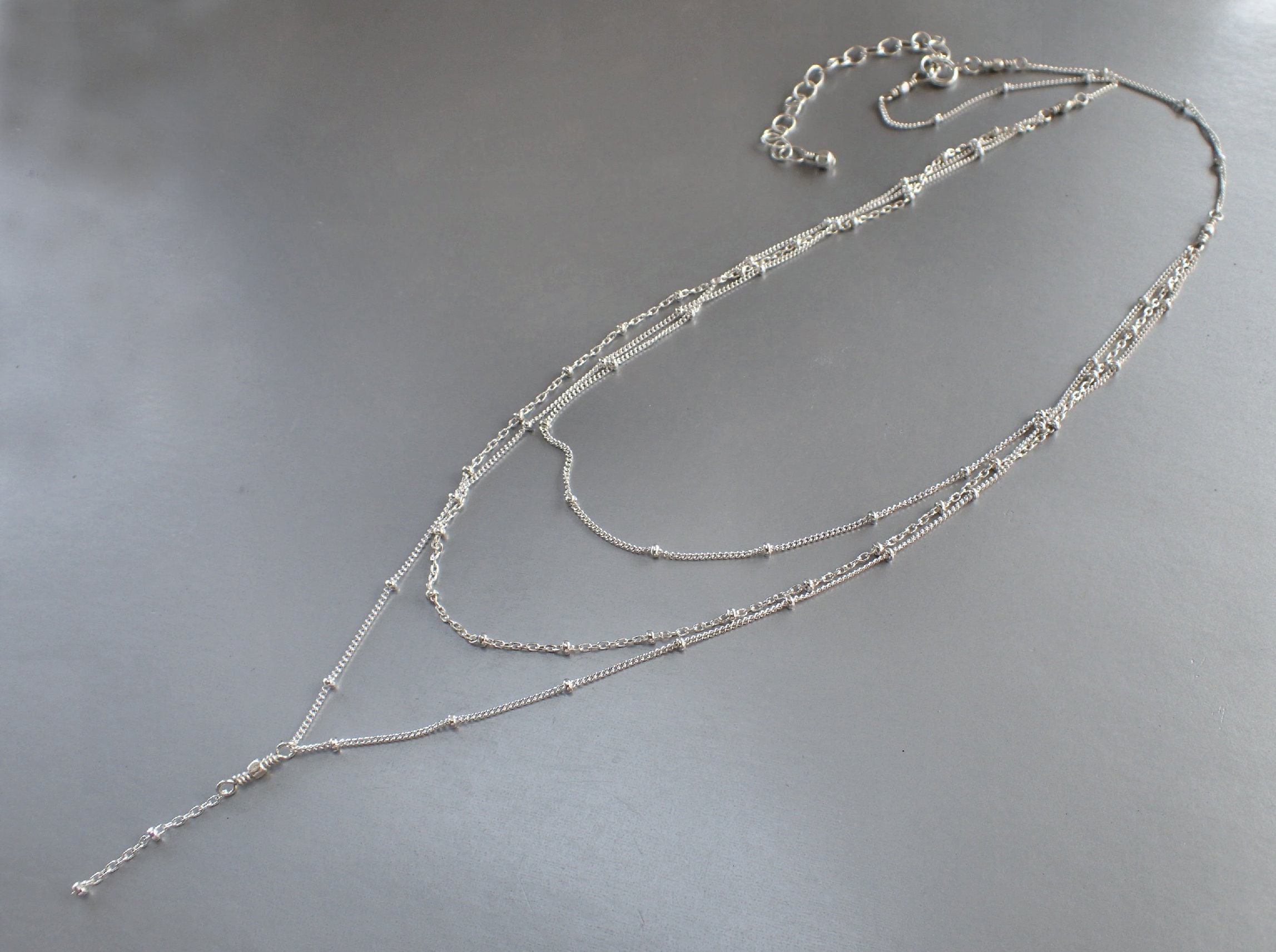 Layered Sterling Silver Chain Necklace Multi Strand Three | Etsy