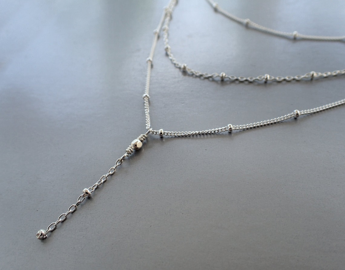 Layered Sterling Silver Chain Necklace Multi Strand Three - Etsy