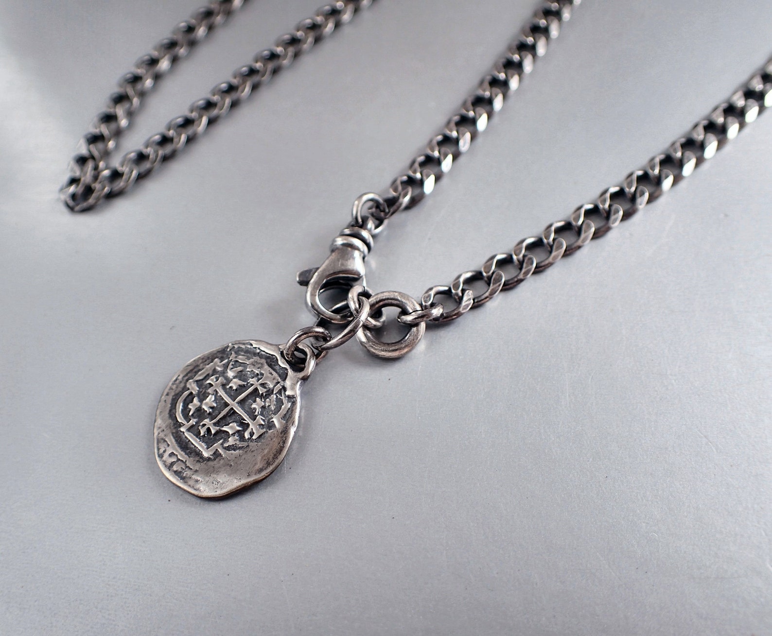 Mens Coin Sterling Silver Necklace Ancient Medallion Mens | Etsy