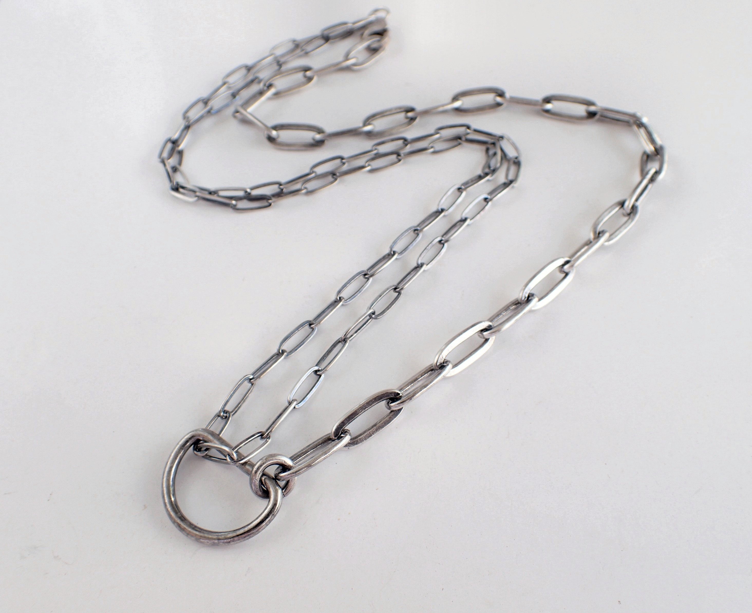Mens Two Chain Sterling Silver Necklace D-ring Minimalist - Etsy
