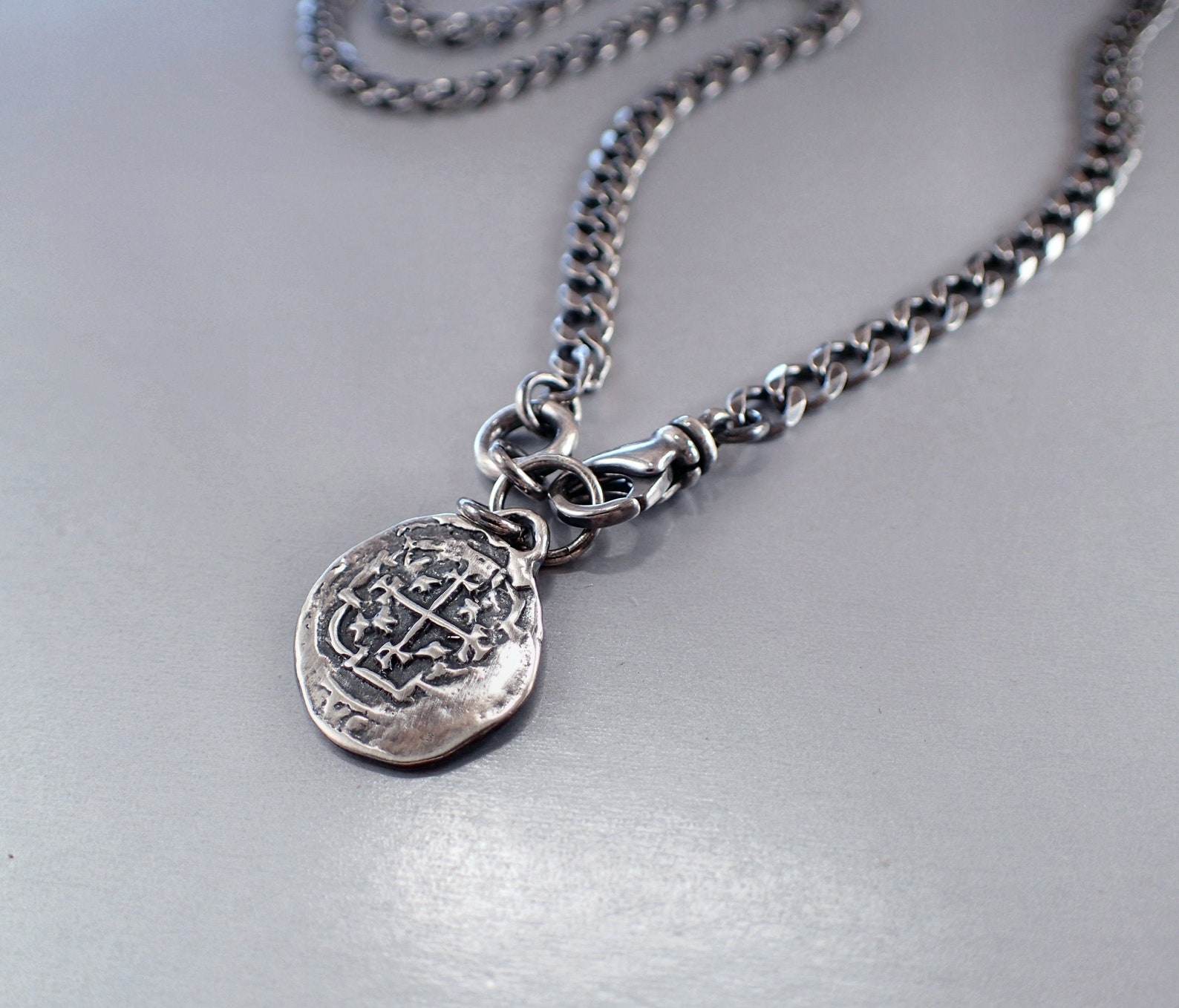 Mens Coin Sterling Silver Necklace Ancient Medallion Mens | Etsy